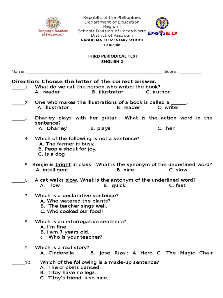 GRADE 2 TQs 3RD QUARTER | PDF