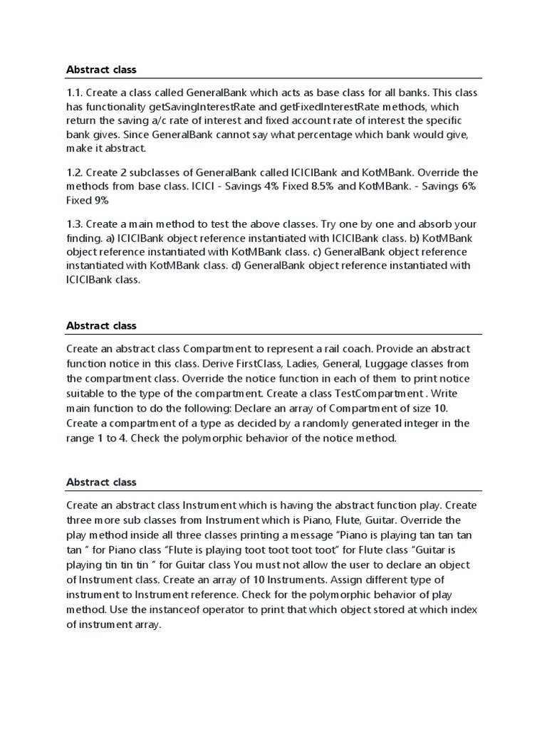 Abstract Class Assignment | PDF