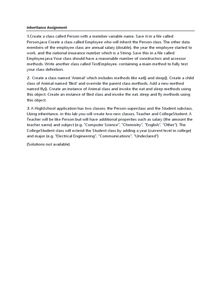 Inheritance Assignment | PDF