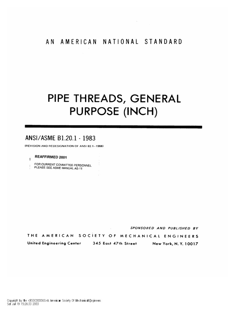 ANSI ASME b1-20-1 PDF | PDF