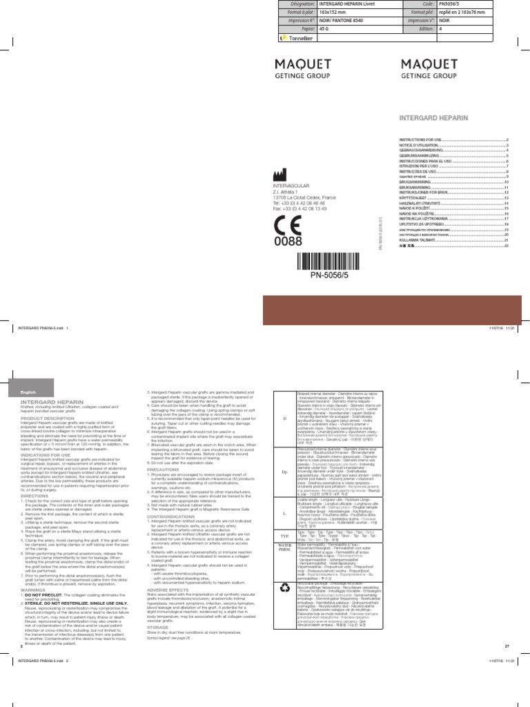 Intergard Heparin Vascular Graft Guide | PDF | Artery | Angiology