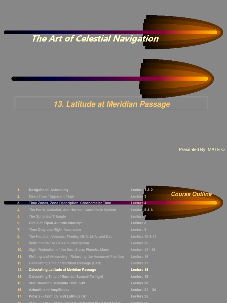 Lecture 18 Calculating Latitude at Meridian Passage.239103210 | PDF ...