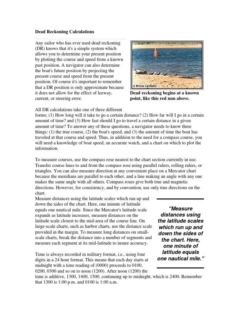 Dead Reckoning Navigation Basics | PDF | Navigation | Latitude