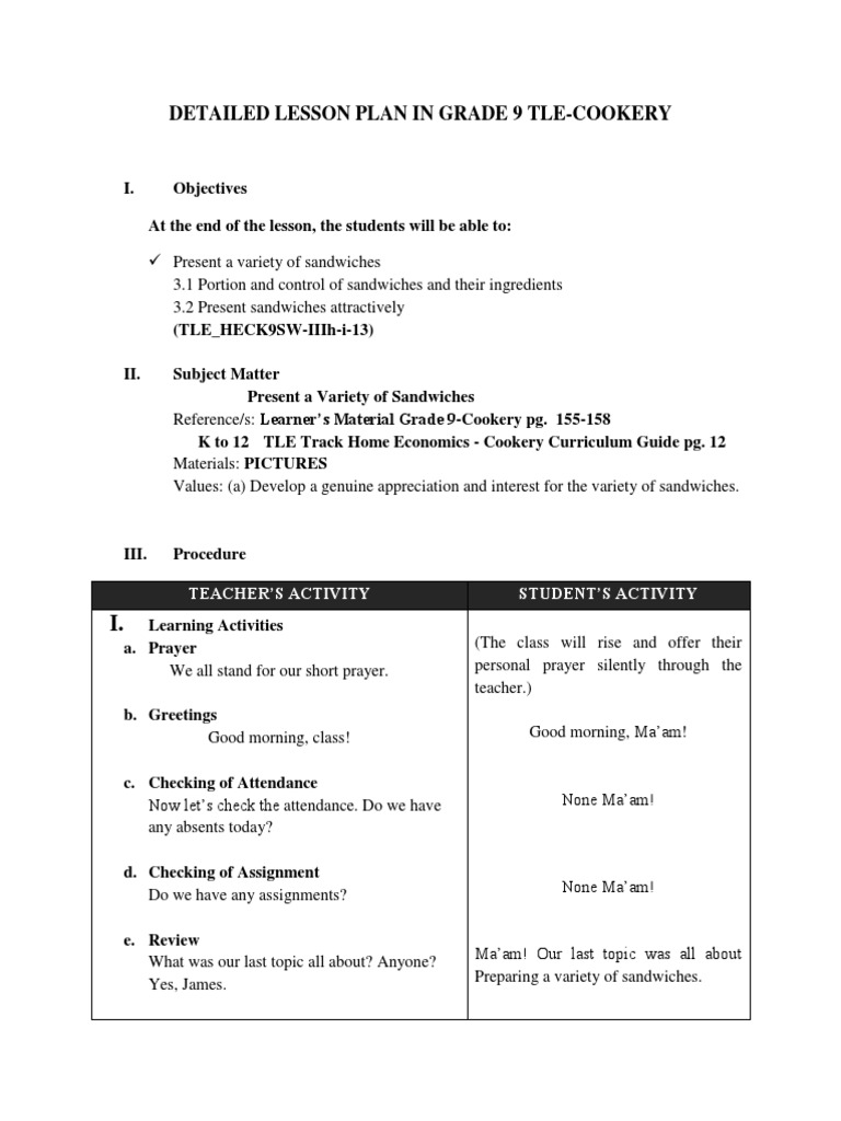A Detailed Lesson Plan in Grade 9 Englis | PDF | Lesson Plan | Foods