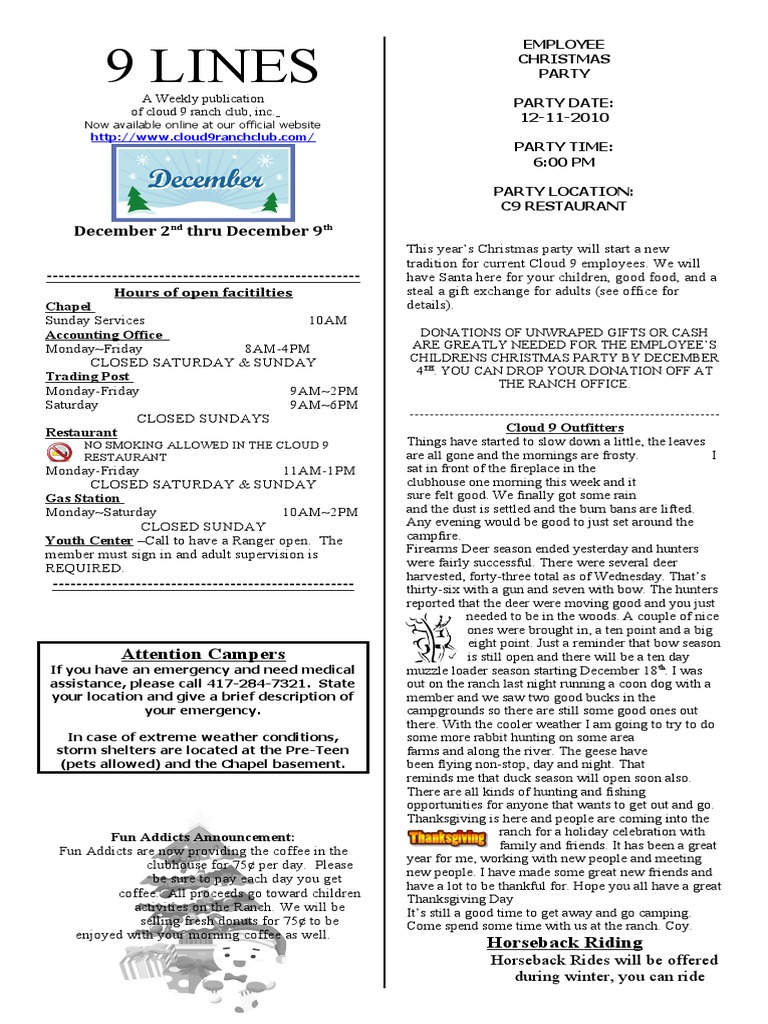 9-Lines For December 2-9, 2010 | PDF