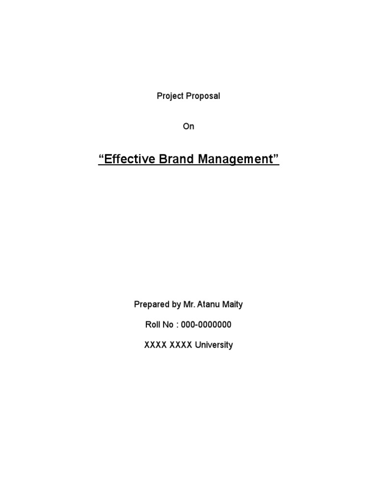 MBA Project Proposal On Effective Brand Management - 237200326 | PDF ...
