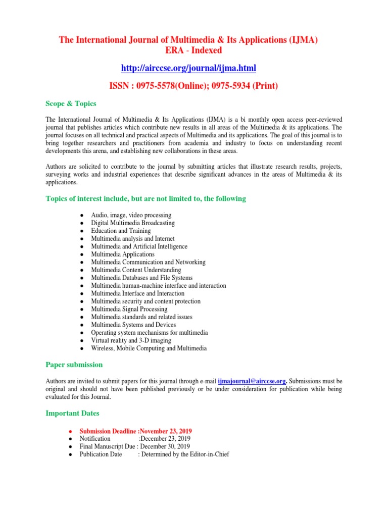 Multimedia Journal: Research & Applications | PDF | Academic Journal ...