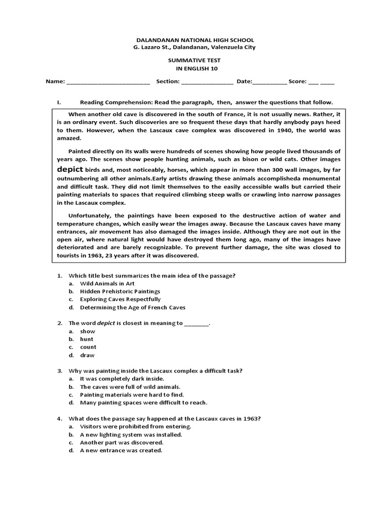Summative Test | PDF