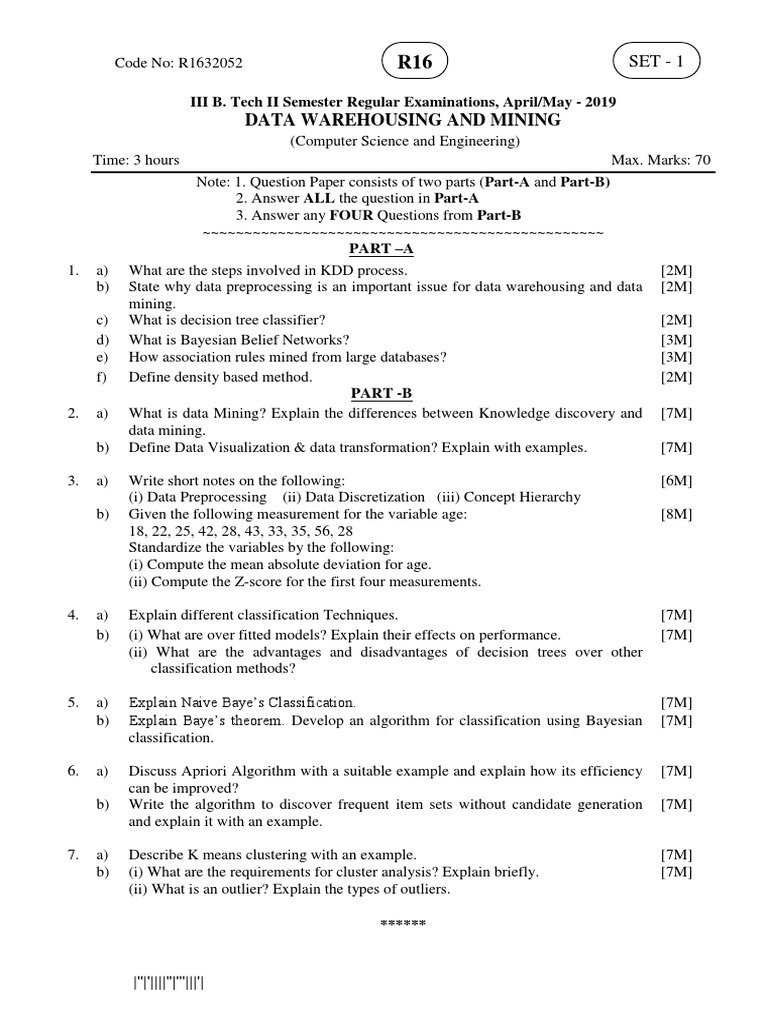 Data Warehousing and Mining April 2019 | PDF | Statistical Classification | Cluster Analysis