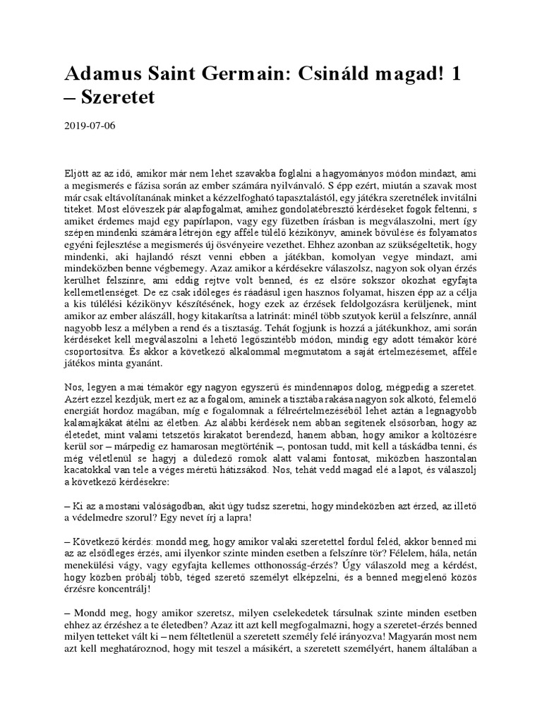 Adamus Saint Germain Csináld Magad 1. Szeretet | PDF