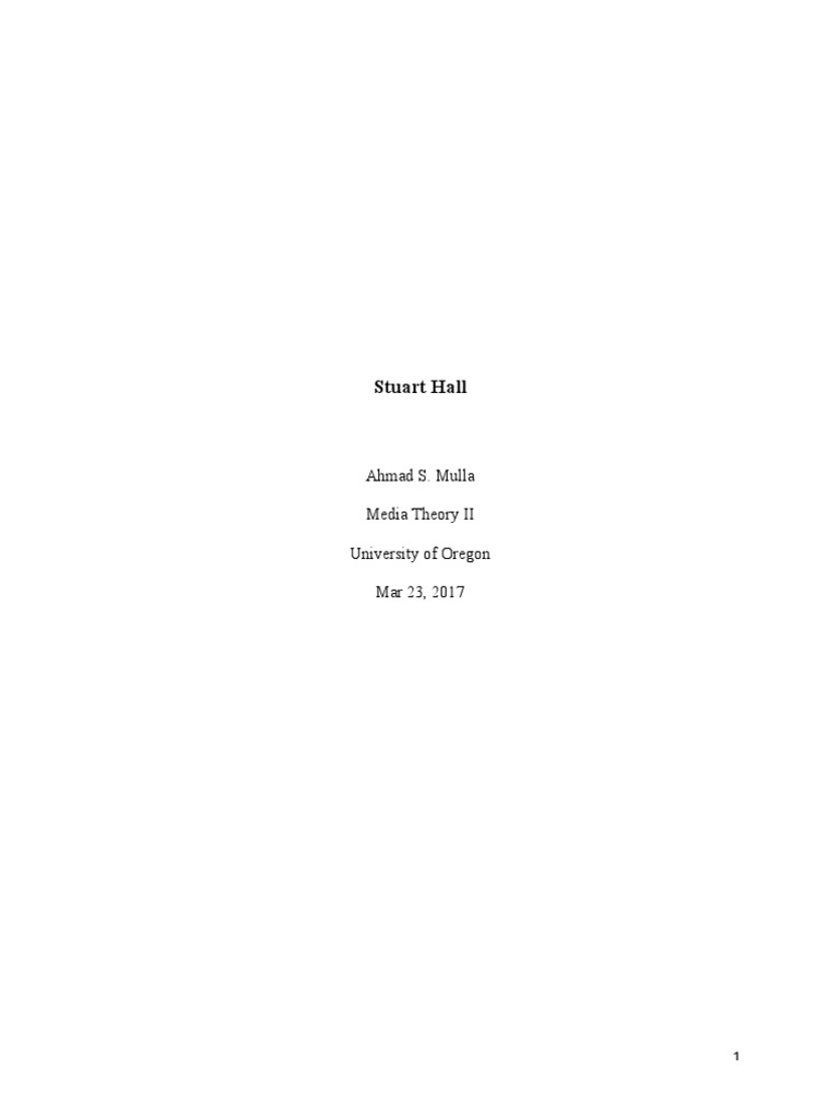 Biography and Major Theories of Stuart Hall | PDF | Cultural Studies ...