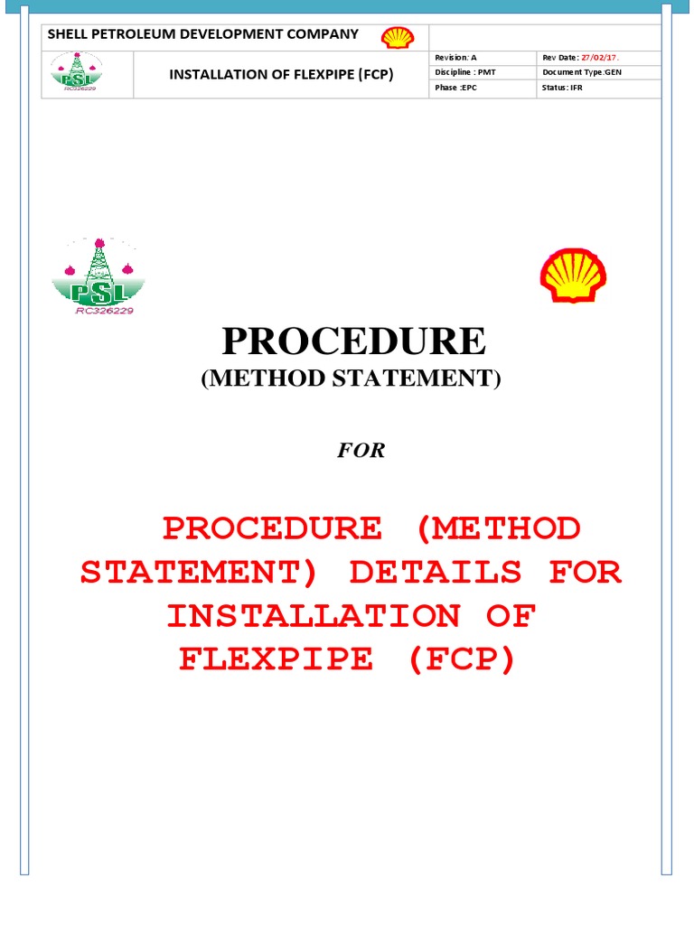 Work Method Statement - Procurement & Installation of FCP at SPDC ...