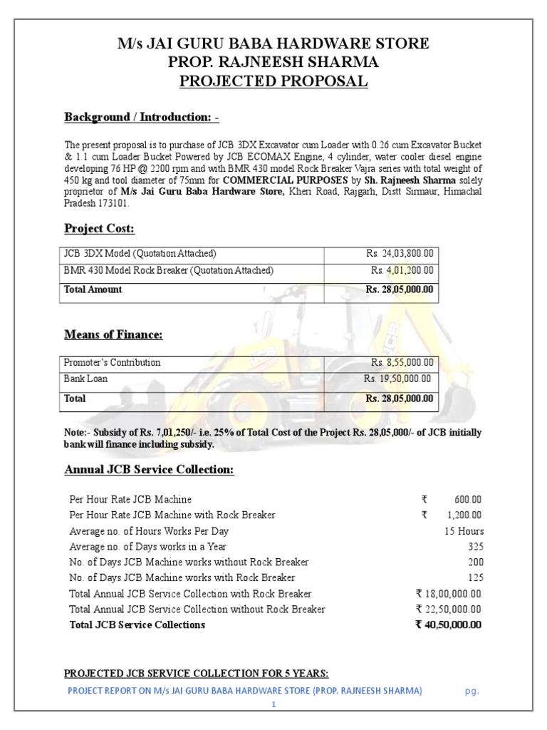 Project Report - JGB JCB Works and Servi | PDF | Expense | Loans