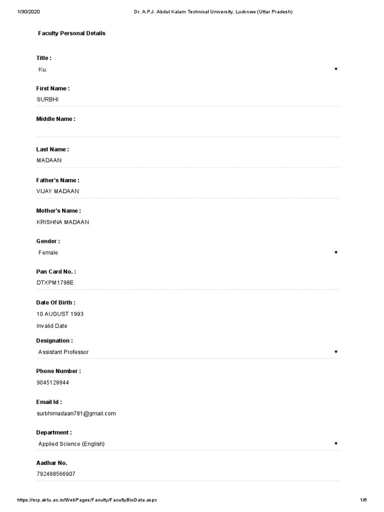 Dr. A.P.J. Abdul Kalam Technical University, Lucknow (Uttar Pradesh) | PDF | Academic Degree ...