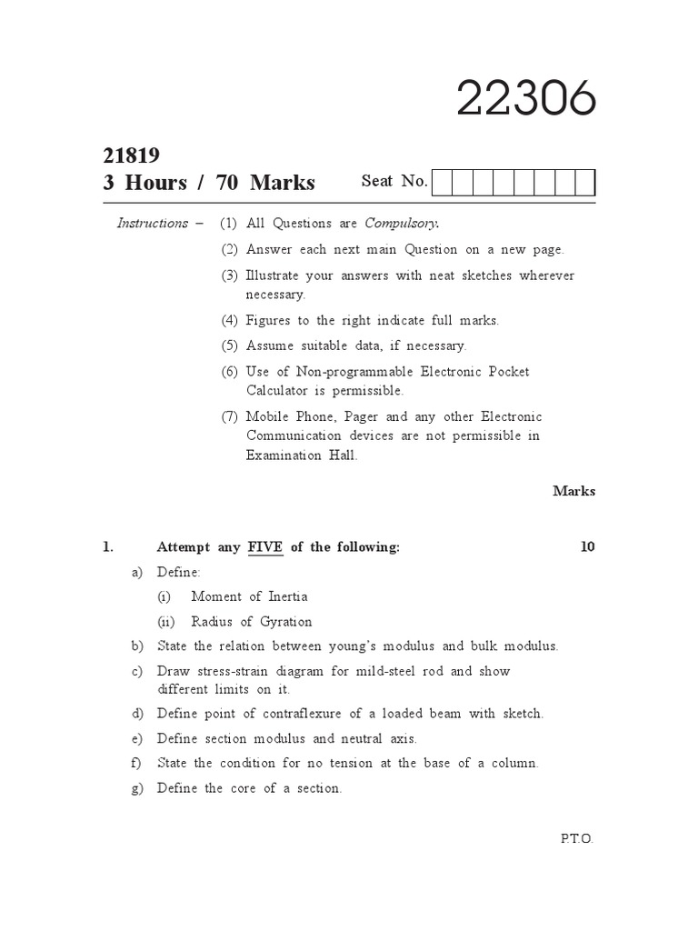 2019 Summer Question Paper (Msbte Study Resources) | PDF | Young's Modulus | Beam (Structure)