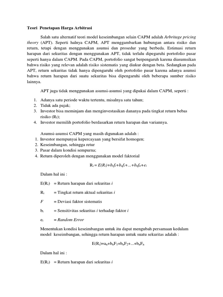 Teori Penetapan Harga Arbitrasi | PDF
