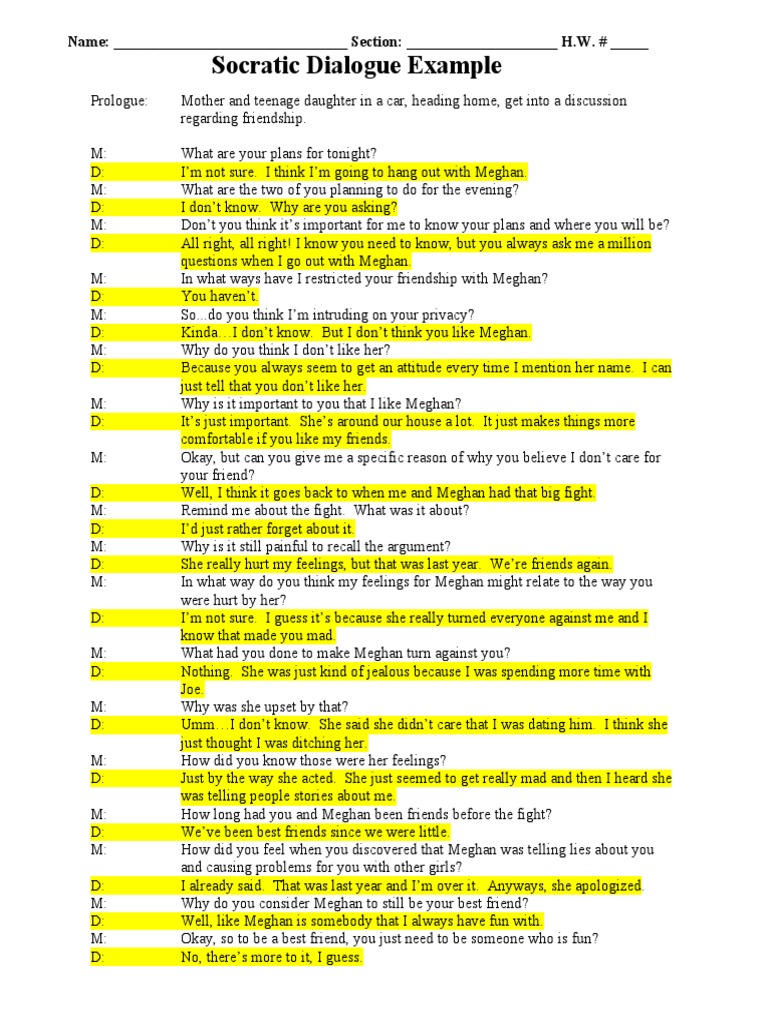 Mother and Daughter Socratic Dialogue PDF | PDF | Question | Critical ...