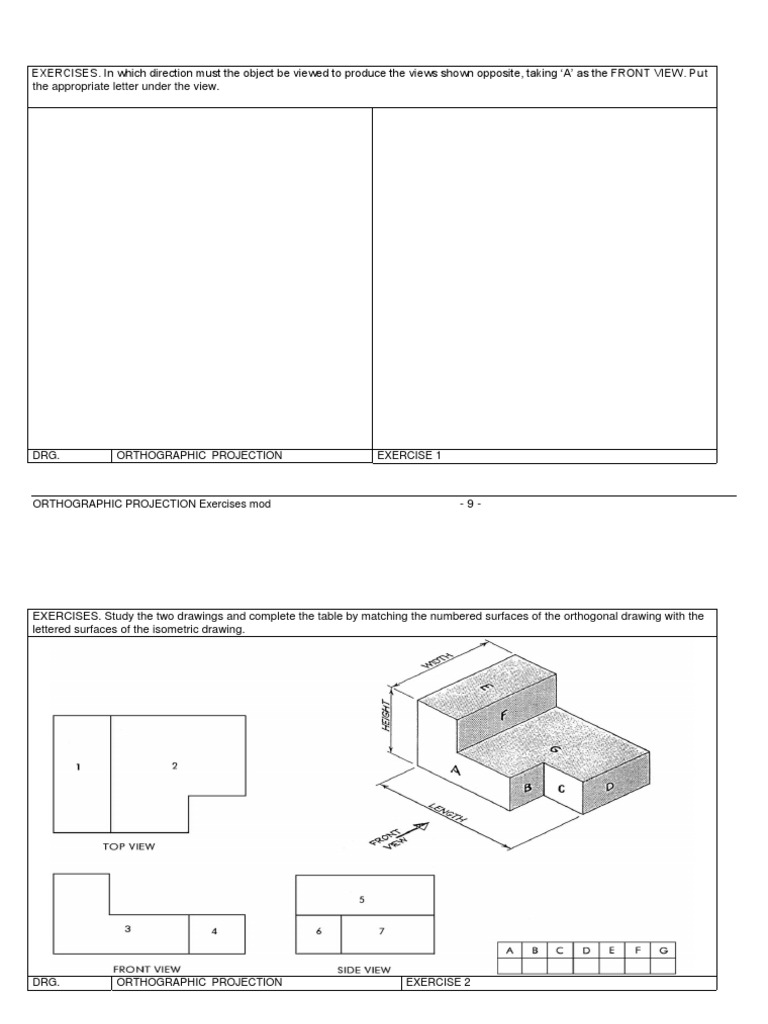 Unit05 8 Orthographic Projection Exercises-1 | PDF | Projective ...