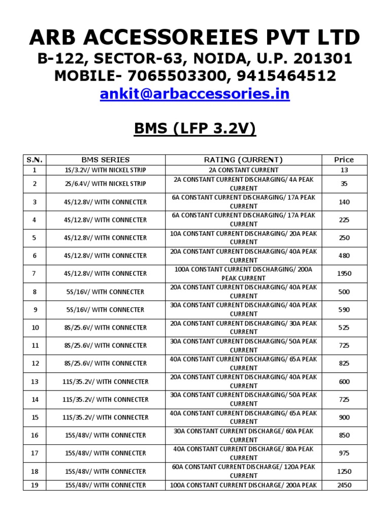 ARB Lithium-Ion Price List-3 | PDF | Electricity | Electrical Engineering