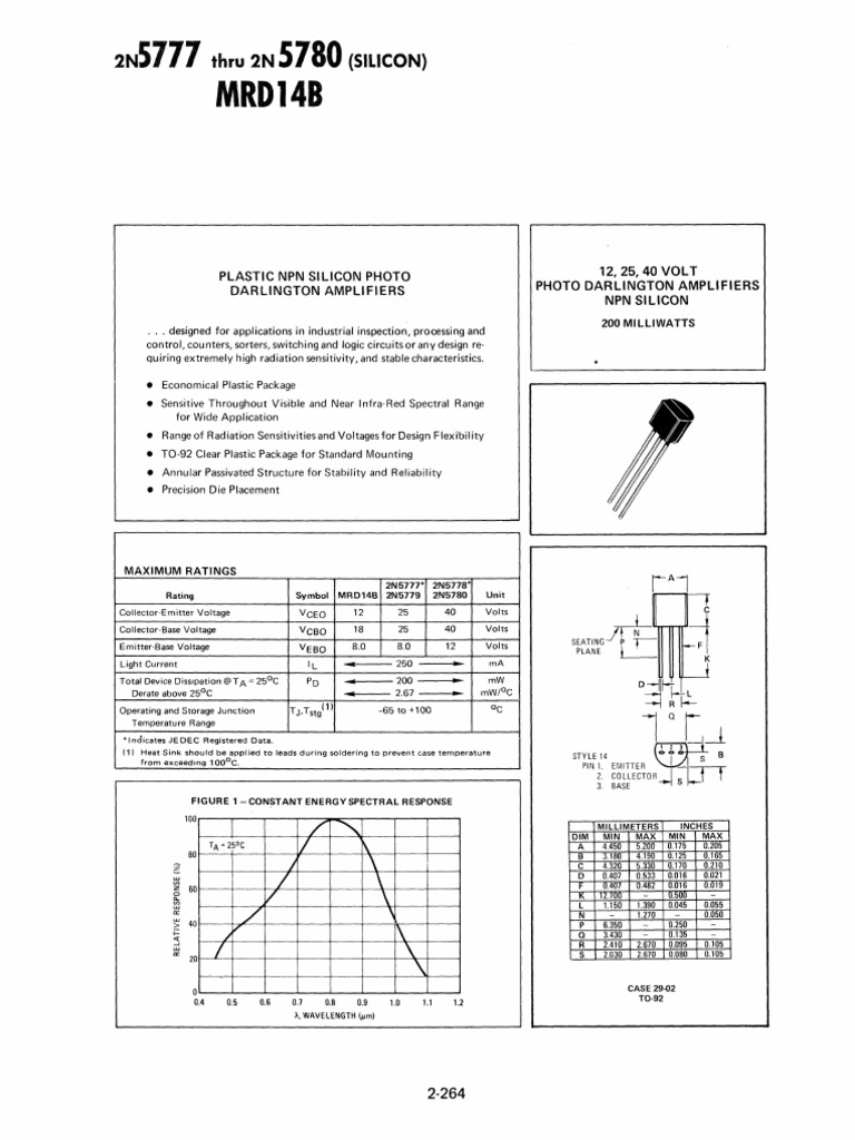 2N5777 Etc | PDF | Bipolar Junction Transistor | Infrared