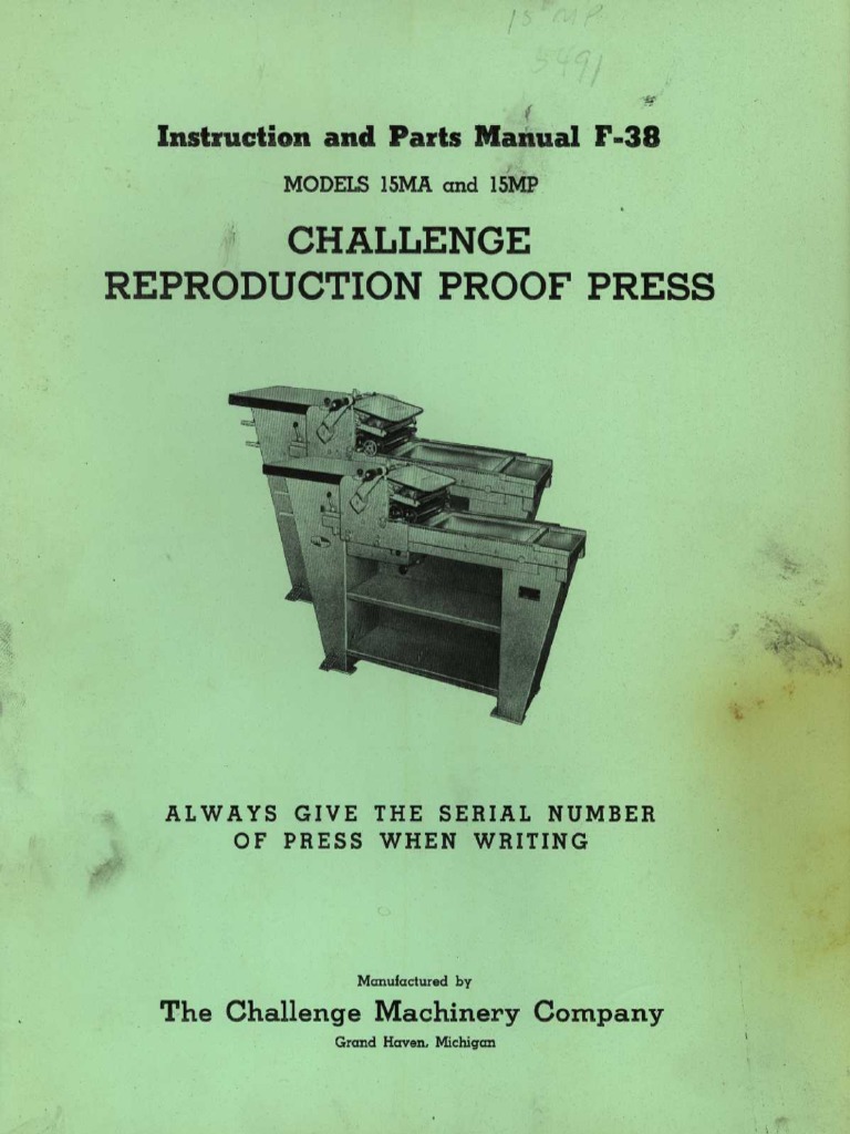 Challenge Proof Press Manual | PDF
