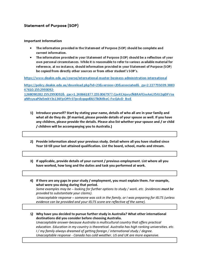 SOP Questions | PDF | University | Travel Visa