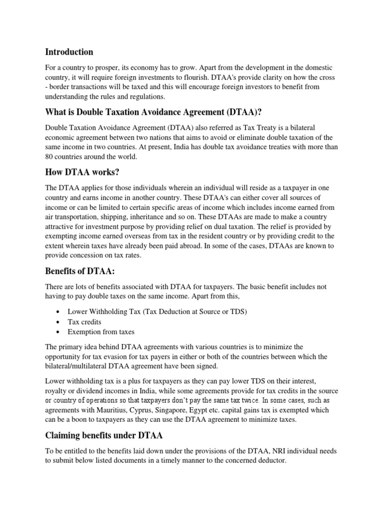 DTA Agreement | PDF | Double Taxation | Tax Treaty