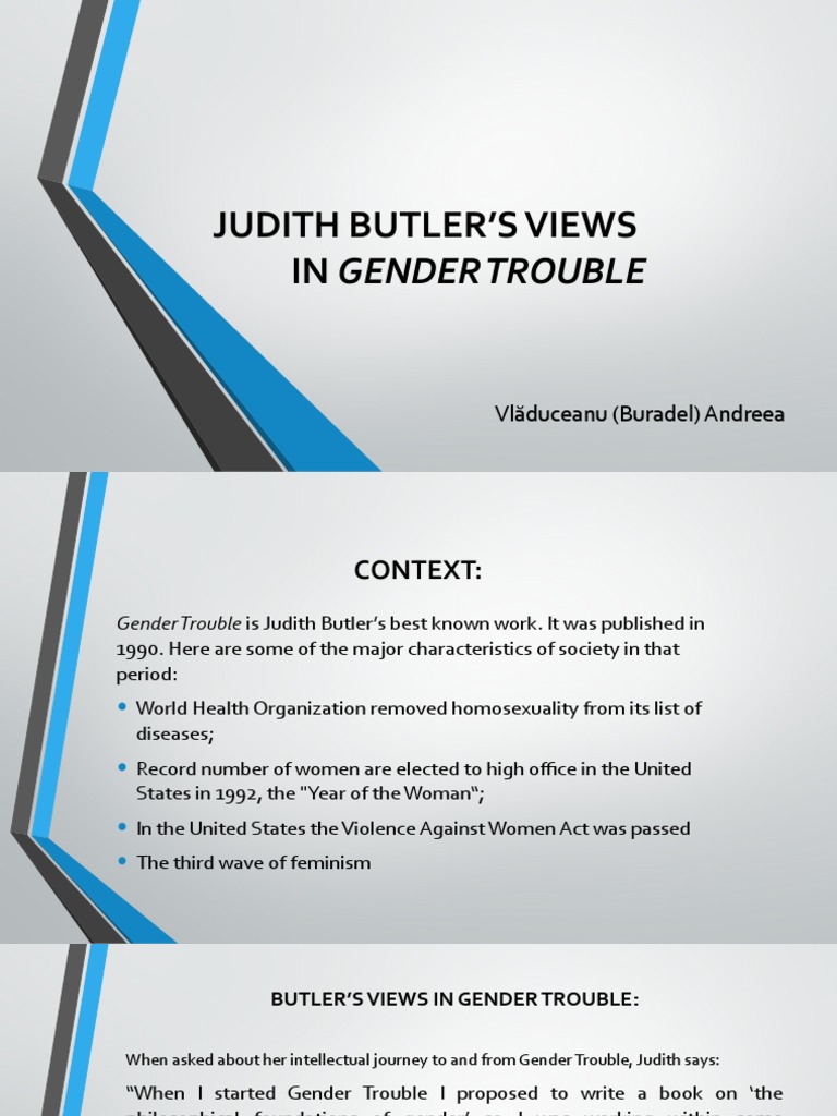 Presentation Judith Butler's Views in Gender Trouble | PDF | Gender | Gender Studies