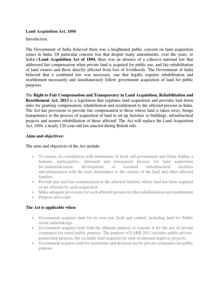 Land Acquisition Act | PDF | Private Law | Virtue