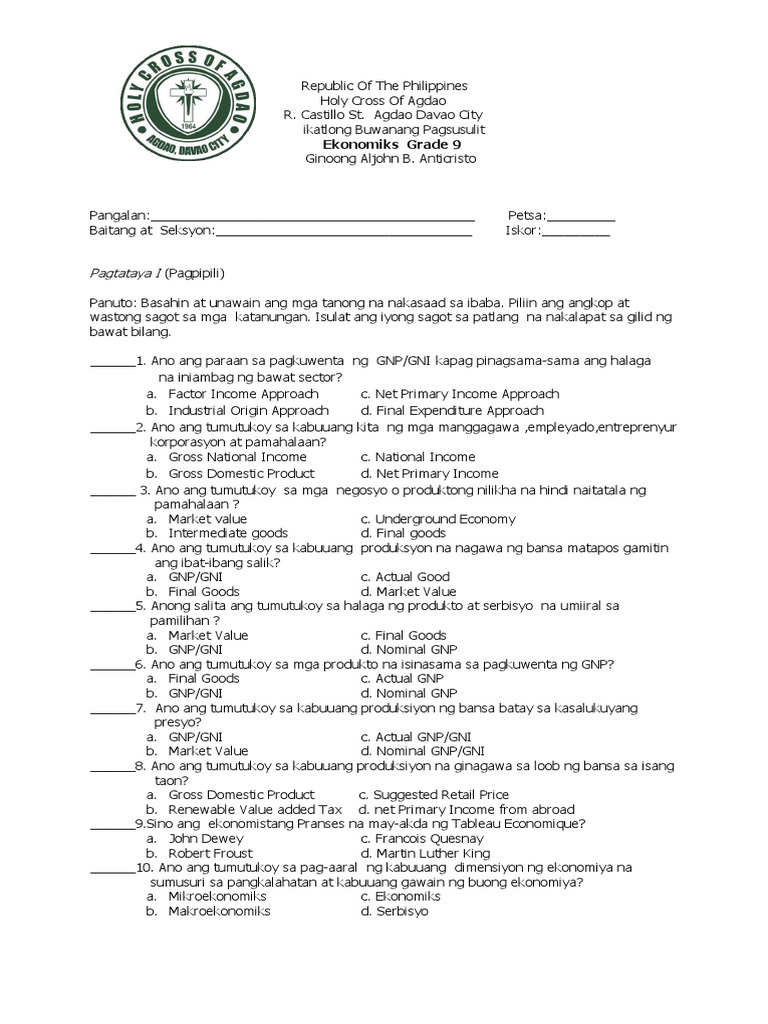 3rd Grading Final TQ Grade 9 | PDF