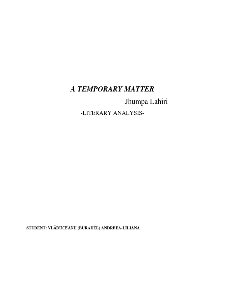 A Temporary Matter - Literary Anlysis | Download Free PDF | Kübler Ross ...