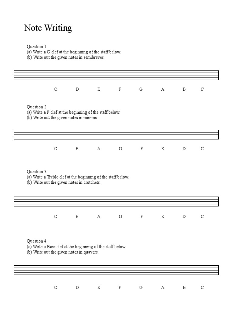 Note Writing Exercises PDF | PDF