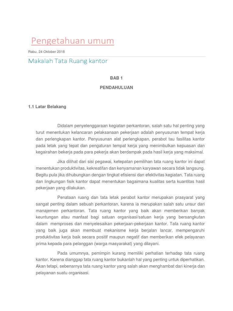 Contoh Makalah Alat&layout Kantor | PDF