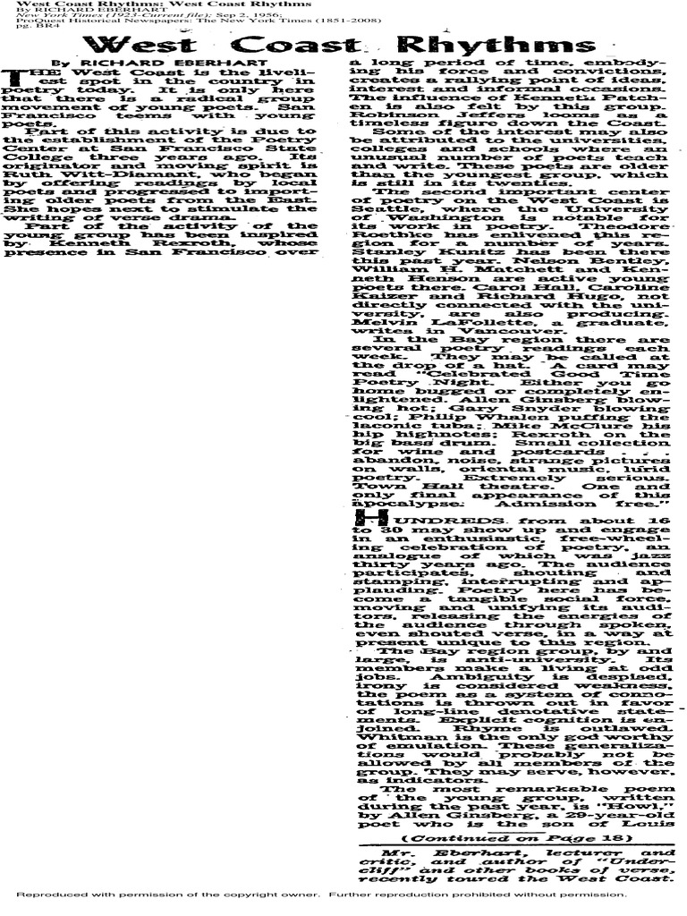 West Coast Rhythms Eberhart PDF | PDF | History