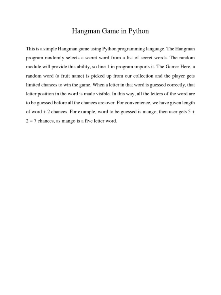 Hangman Game in Python | PDF