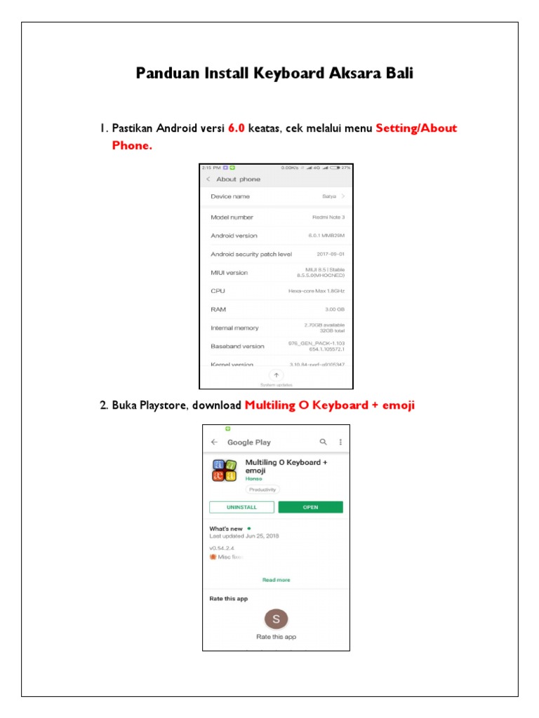 Panduan Install Keyboard Aksara Bali PDF | PDF