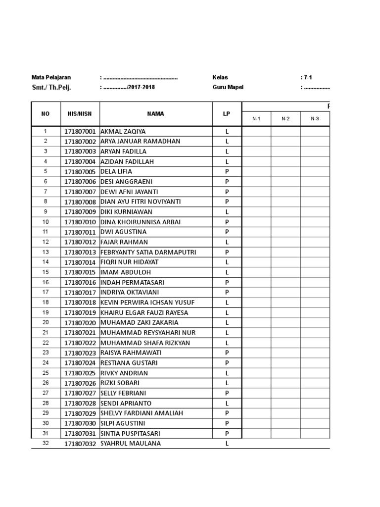 Format Nilai | PDF