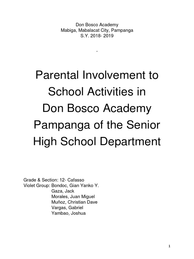 Parents Involvement | PDF | Survey Methodology | Questionnaire