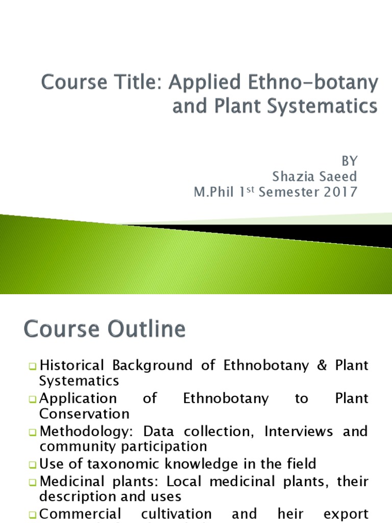 Lecture 1 | PDF | Ethnobotany | Plants