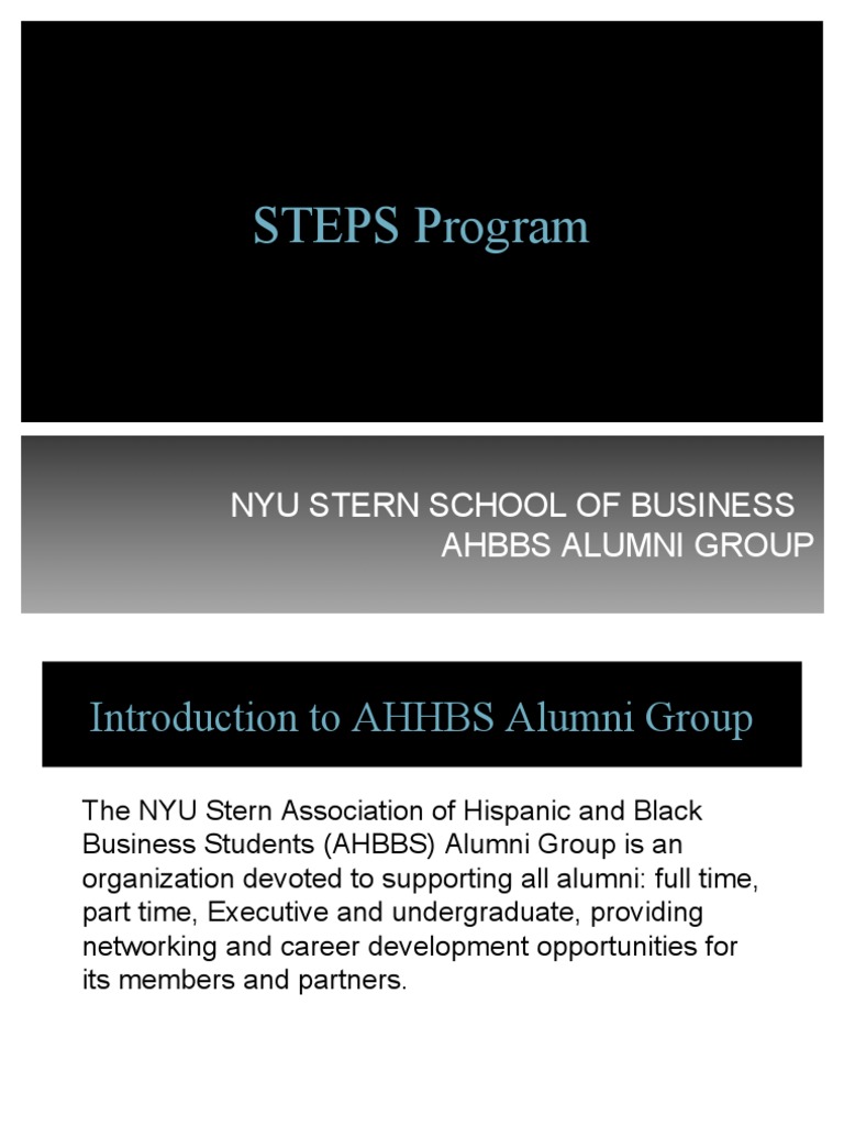 STEPS Program: Nyu Stern School of Business Ahbbs Alumni Group | PDF ...