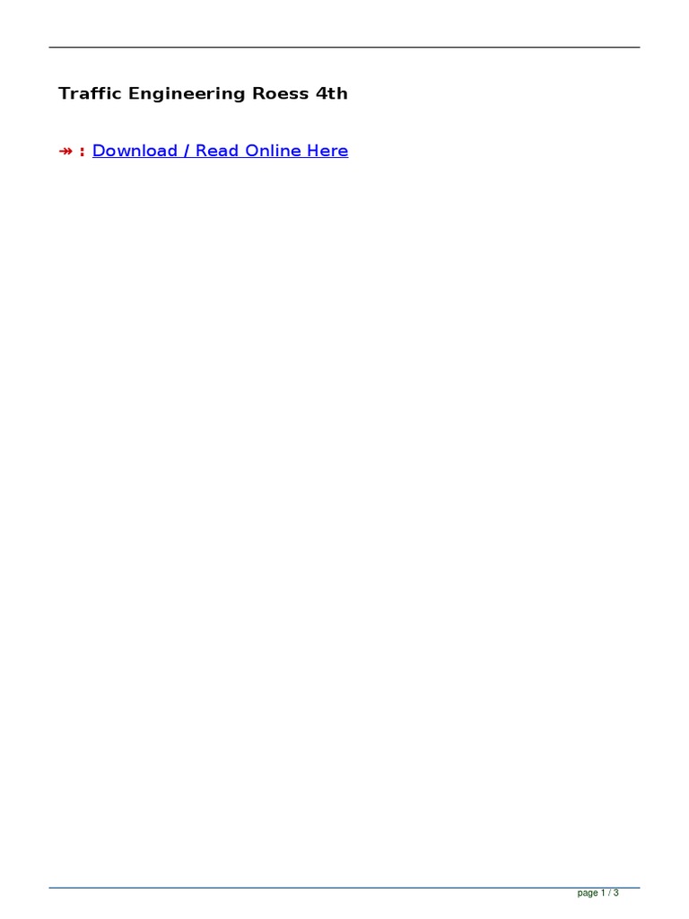 Traffic Engineering Roess 4th | PDF | Crossword | Critical Thinking