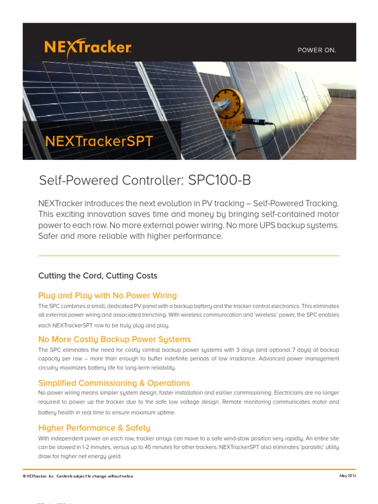 NEXTrackerSPT SPC100-B Datasheet - 201505 - v01 PDF | PDF | Electrical ...