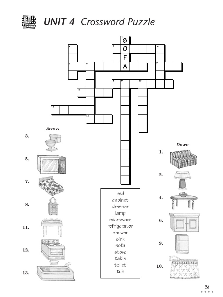 Household Items Crossword | PDF