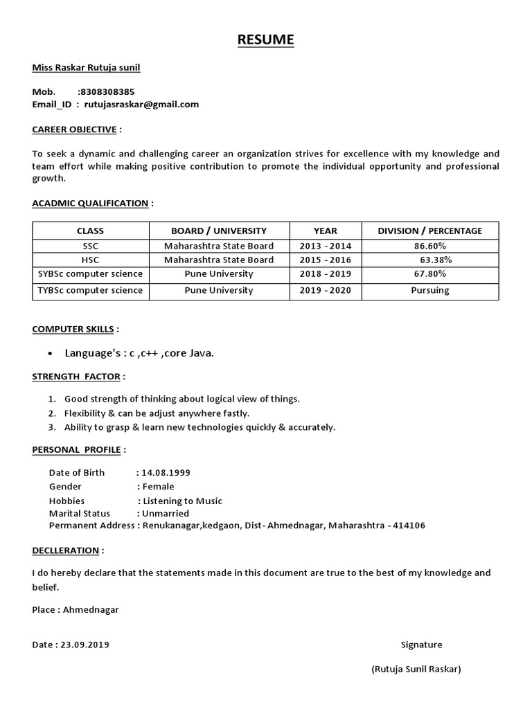 Resume - Rutuja | PDF