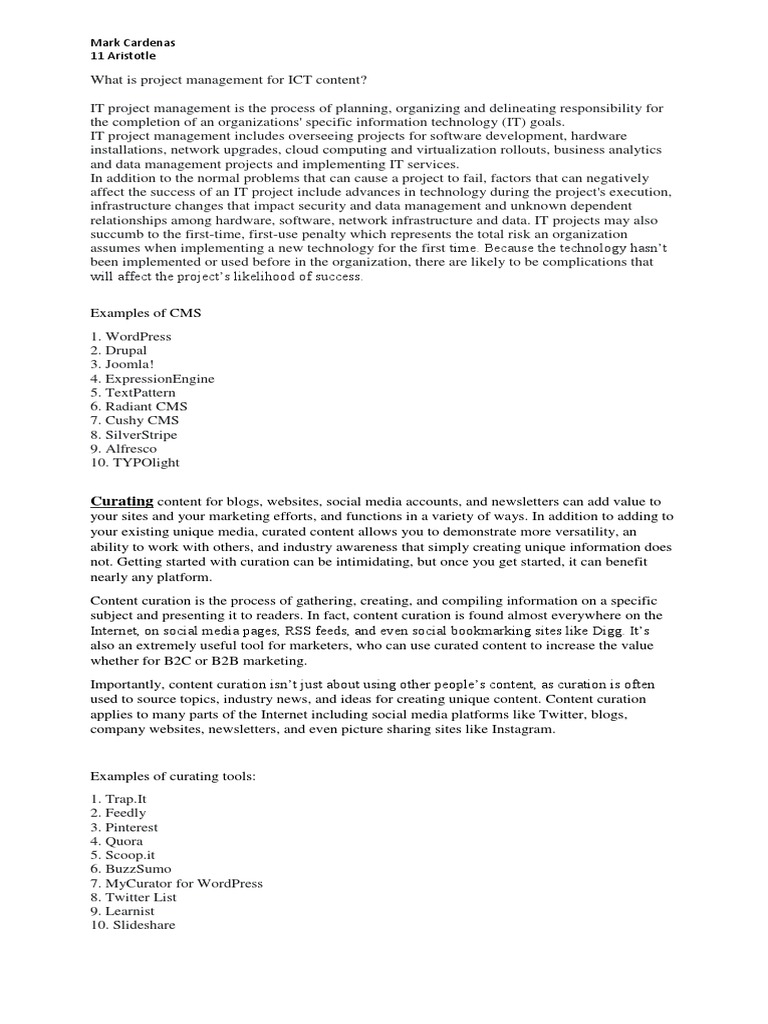 ICT Project Management Essentials | PDF | Tag (Metadata) | Mass Media