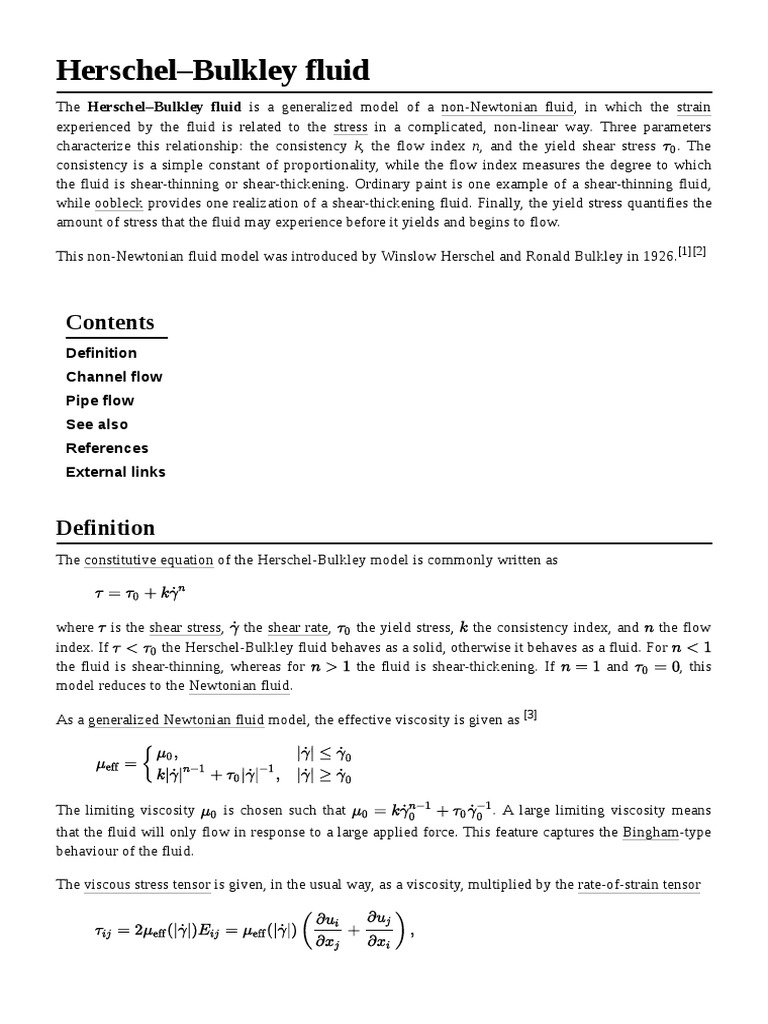 Herschel-Bulkley Fluid PDF | PDF | Fluid Mechanics | Liquids