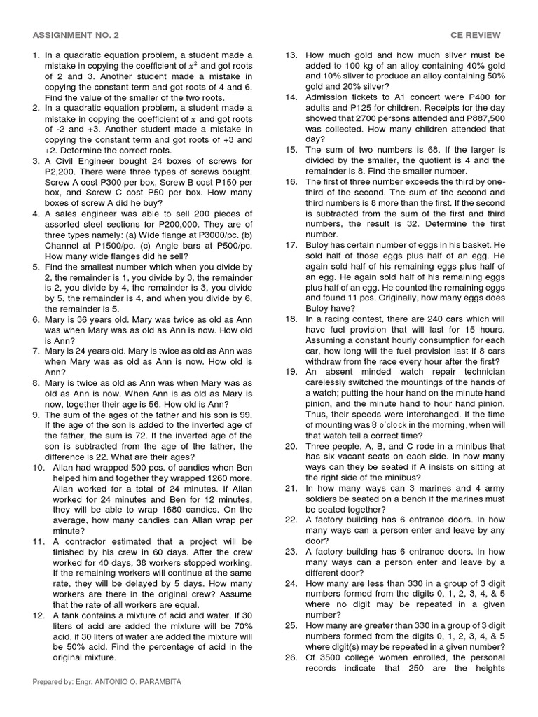 Math Problems | PDF | Teaching Mathematics