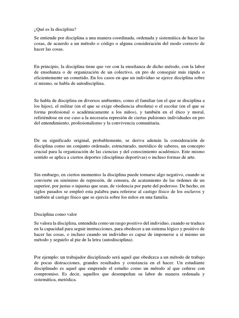 Qué Es La Disciplina | PDF