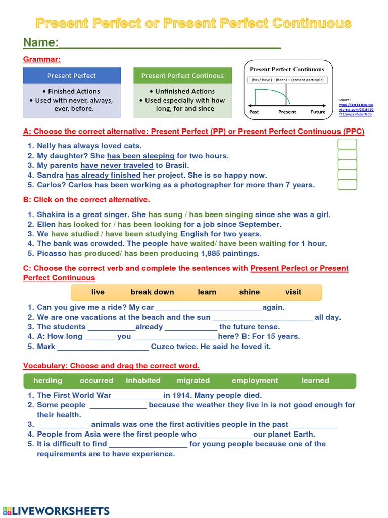 Present Perfect Vs Present Continuous | PDF | Linguistic Morphology | Linguistic Typology