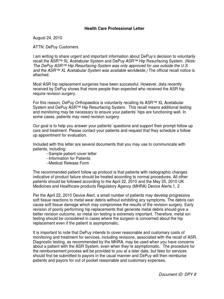 Depuy Paying Surgeons To Get ASR Hip Recall Patients To Sign Releases ...